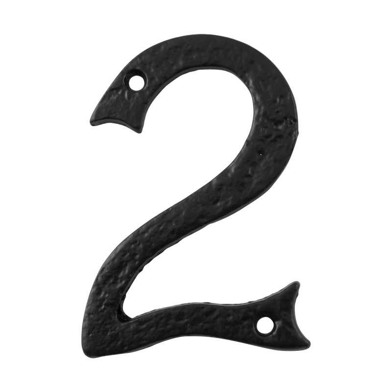 Huisnummer 2 landelijk, smeedijzer zwart, 101 mm - Ten Hulscher bv